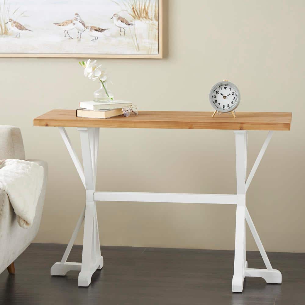 Litton Lane 47 in. White Extra Large Rectangle Wood Console Table with ...