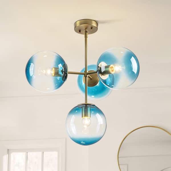 RRTYO James 4-Light Modern Gold Tiered Cluster Sputnik Pendant Light ...
