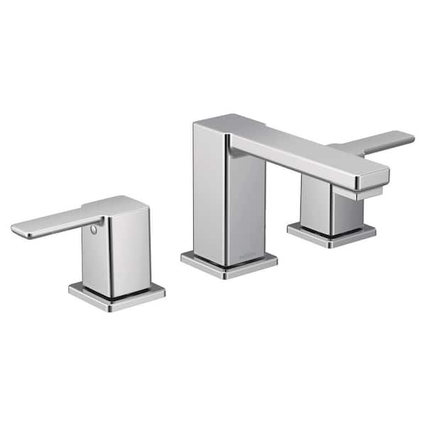 MOEN 90 Degree Chrome Two-Handle 8 in. Widespread Modern Bathroom ...
