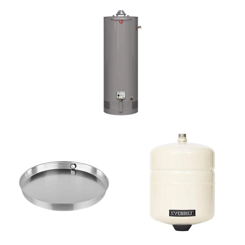 Performance 40 Gal. Natural Gas Water Heater, 22 in. Drain Pan with PVC ...