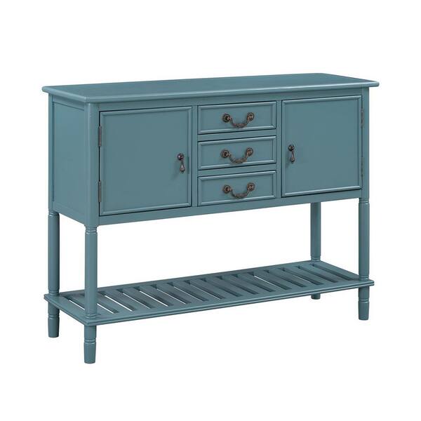 Kahomvis 45.2 in. Teal Rectangle Wood Console Table with Drawers and ...