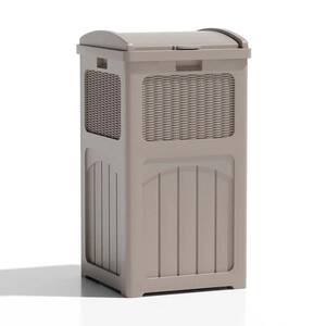 Patiowell 36 gal. Resin Outdoor Trash Can, Plastic Deck Box in Brown ...
