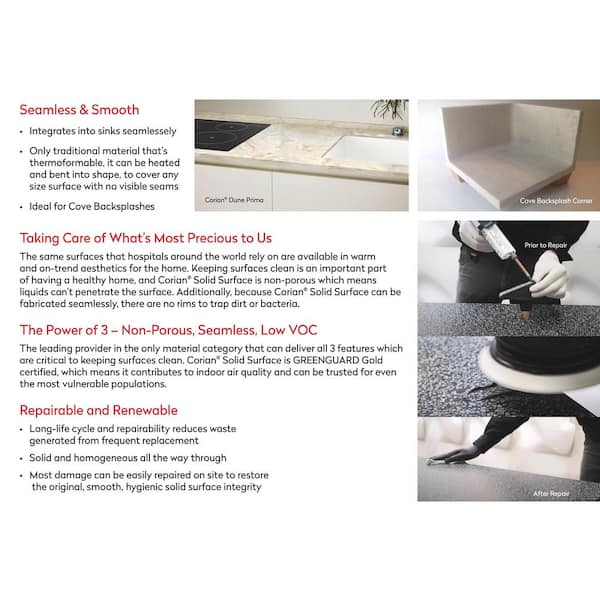 Corian Solid Surface Countertop Sample in Sand Storm C930-15202SS - The Home Depot