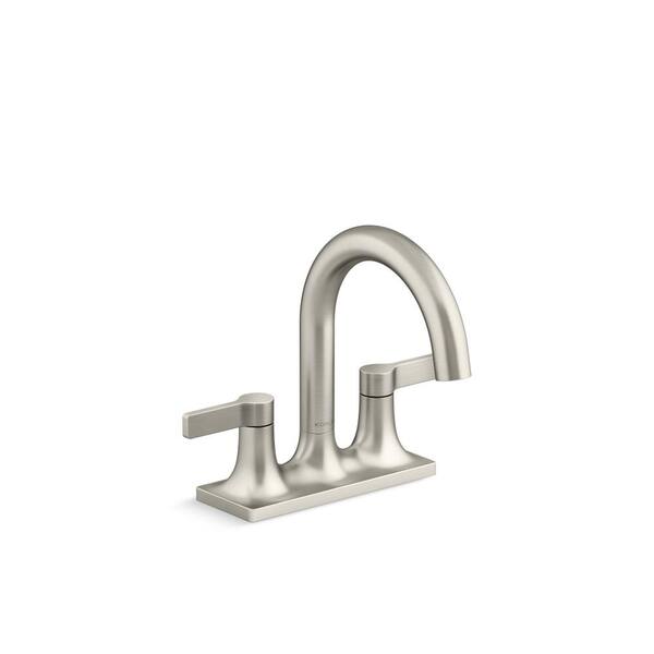KOHLER Venza 4 in. Centerset Double Handle Bathroom Faucet in Vibrant Brushed Nickel 28124-4-BN ...