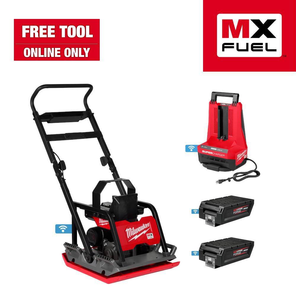 Milwaukee MX FUEL Lithium-Ion 20 in. Plate Compactor Kit with (2) FORGE ...