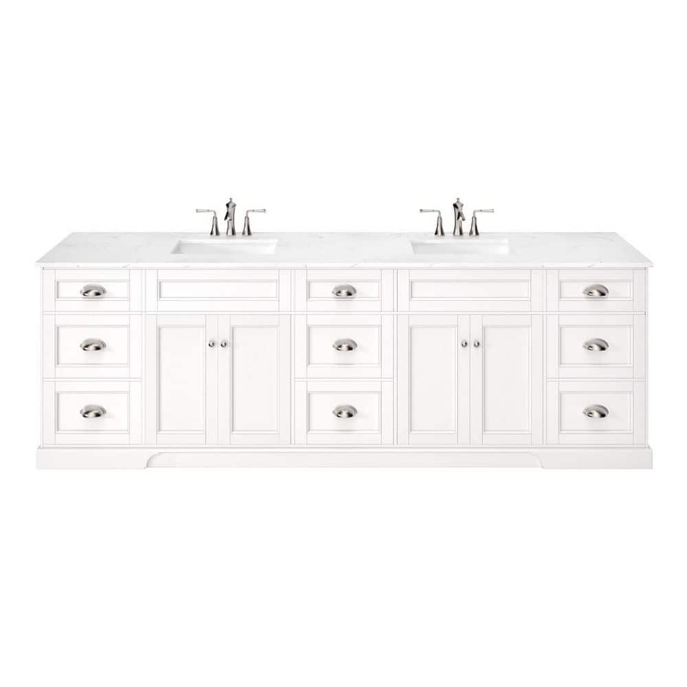 Reviews for Eviva Epic 100 in. Double Sink White Bath Vanity with White ...