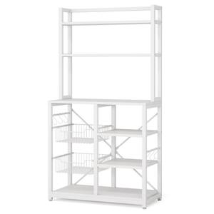 Tribesigns Kathleen 52 in. White Bakers Rack with 5-Tier and 6 S-Hooks ...