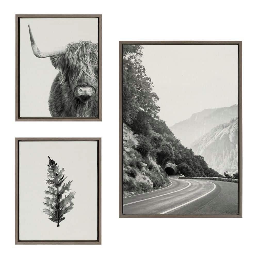 Kate and Laurel 3-Piece Sylvie "Highland Cow" Animal Framed Art Print ...