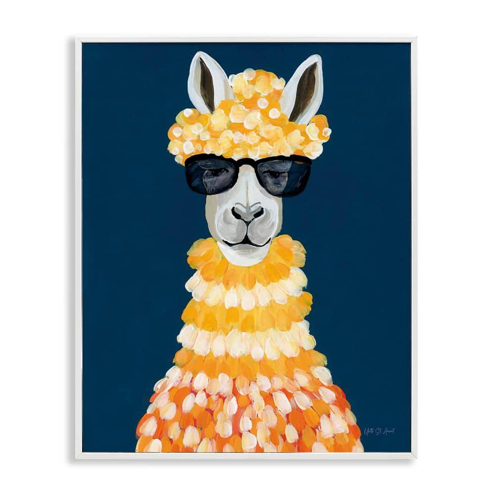 Stupell Industries Fashionista Alpaca Portrait by Yvette St. Amant White Framed Animal Giclee ...