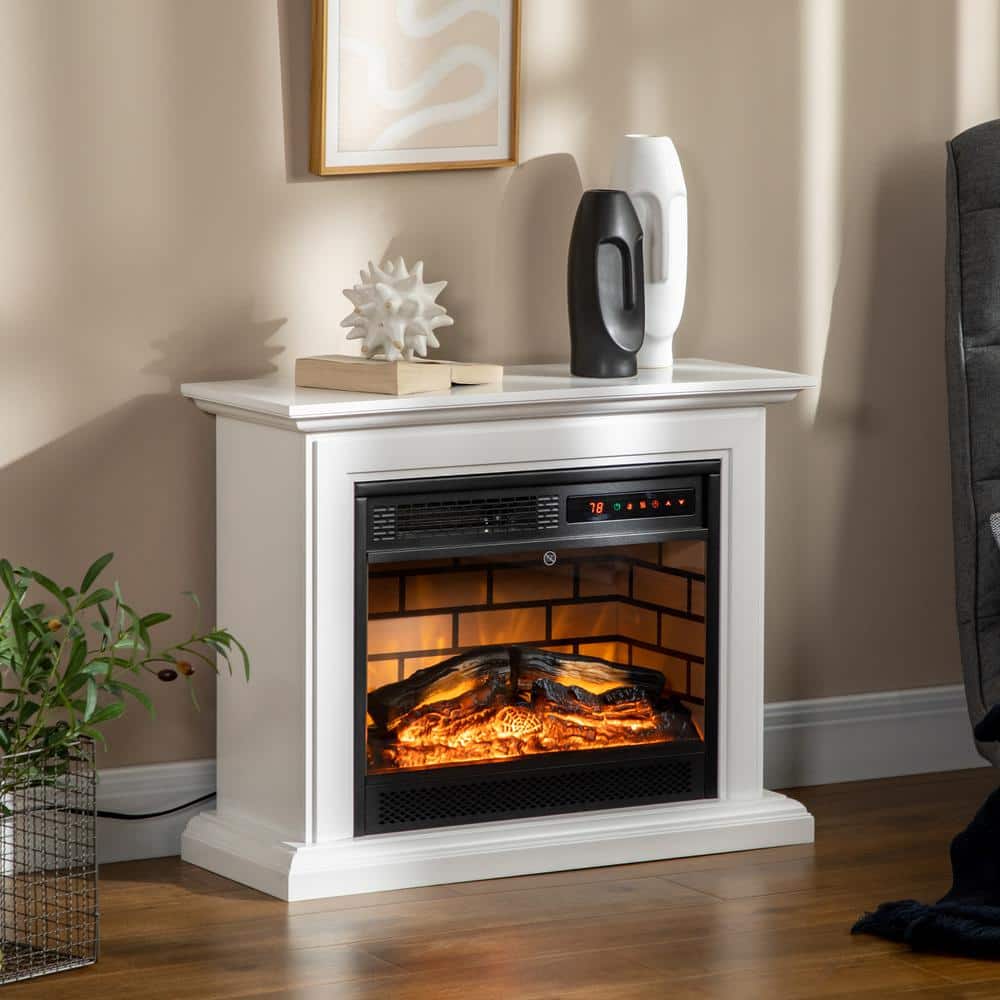 ToolCat 31 in. Freestanding Electric Fireplace Stove in White w ...