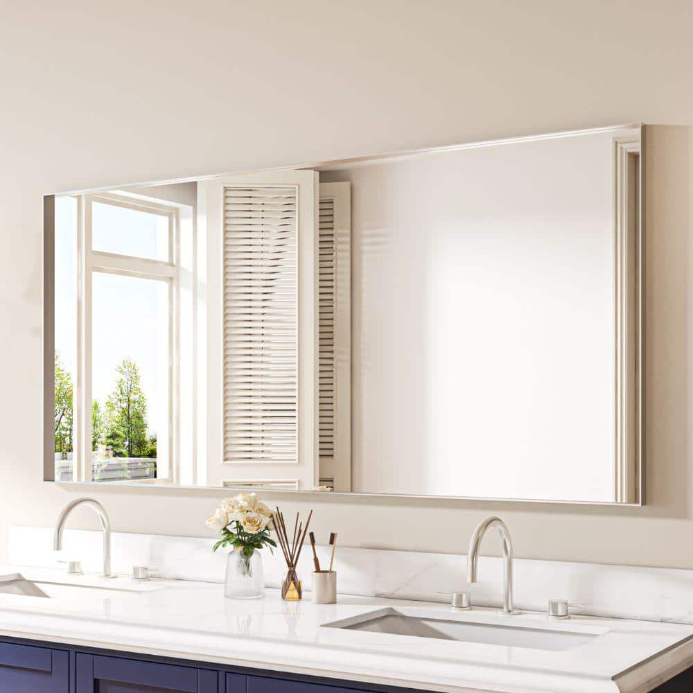 waterpar 60 in. W x 28 in. H Rectangular Aluminum Framed Wall Bathroom ...