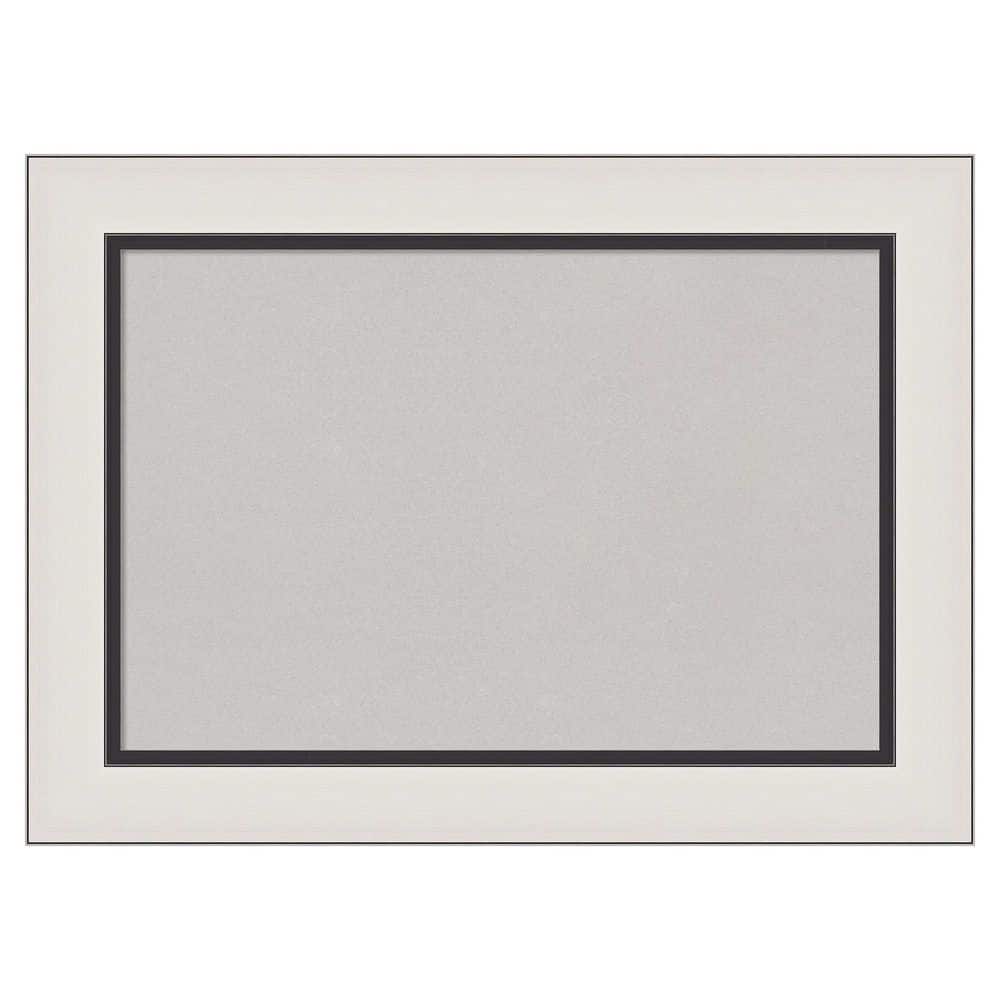 Amanti Art Ellie Silver Black 30 in. x 22 in. Poly Framed Grey Cork ...