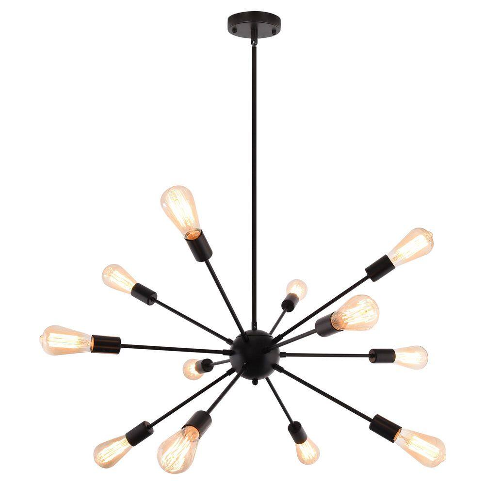 ZJVAIVE 12-Light Black Pendant Design Hanging Sputnik Chandelier ...