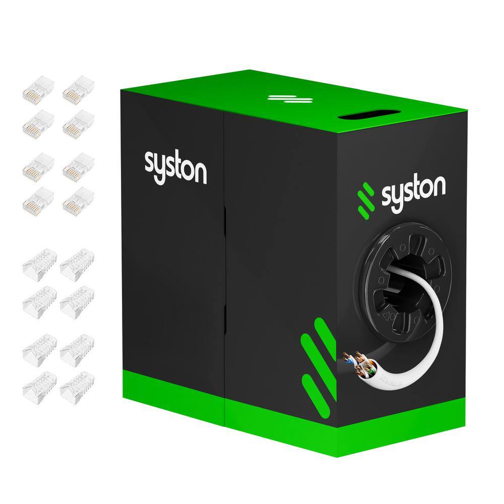 SYSTON CABLE TECHNOLOGY 500 ft. White 23AWG Solid Copper CAT6E CMR ...