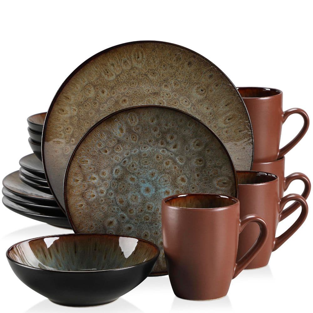 vancasso 16-Piece Brown Stoneware Dinnerware Set Service for 4 ...
