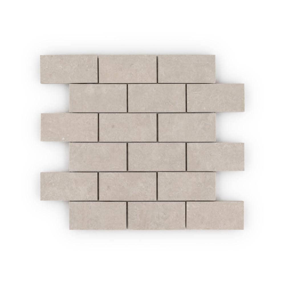 Jeffrey Court 2" x 4" Subway Botticino Beige 11.625" x 11.625" Textured ...