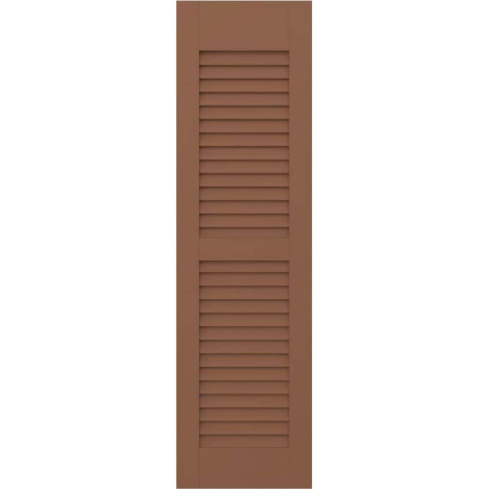 Ekena Millwork 18 in. W x 35 in. H Americraft 2 Equal Louver Exterior Real Wood Shutters Per ...