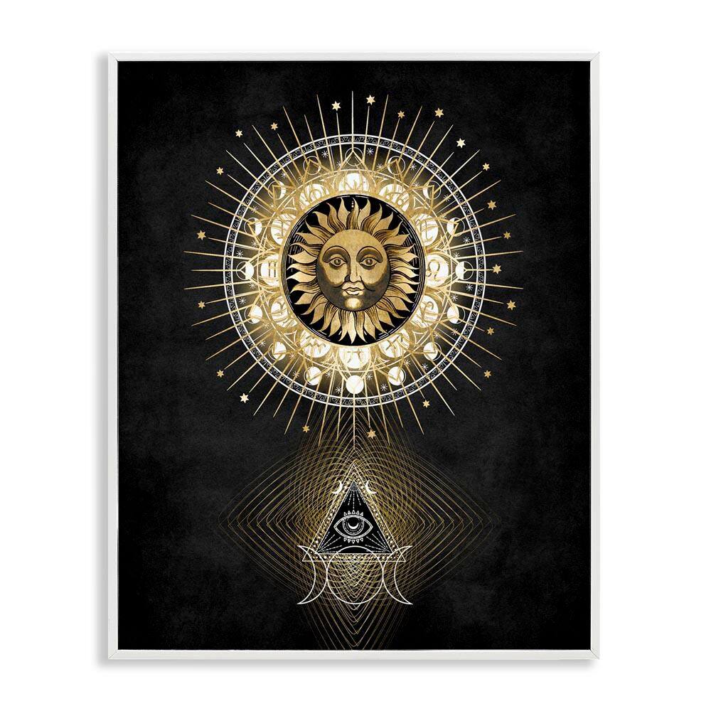 Stupell Industries Astral Symbols and Sun by Oliver Jeffries White ...
