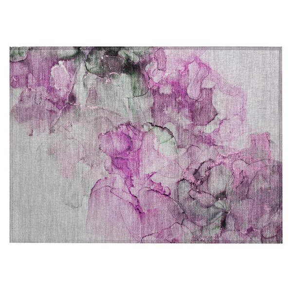 HomeRoots Gray and Purple 2 ft. x 3 ft. Woven Abstract Polyester ...
