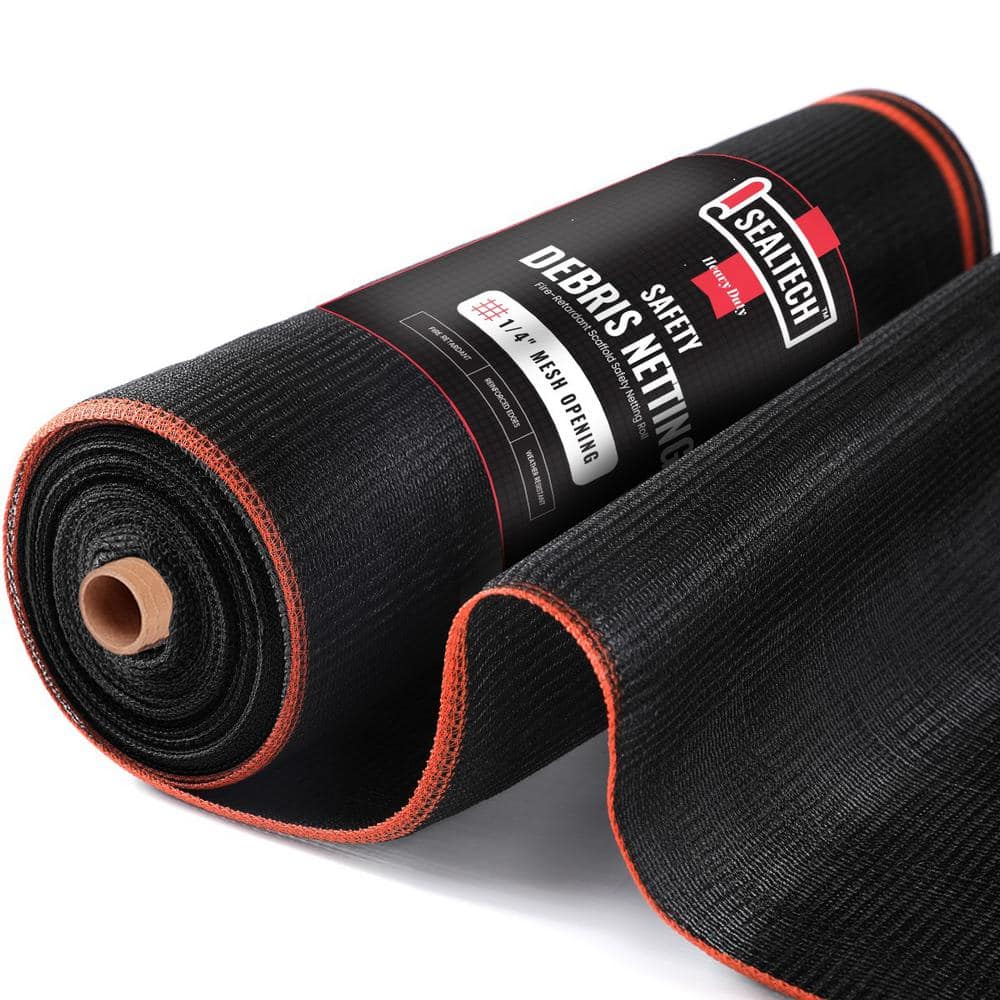 SEALTECH Black-8 ft. X 150 ft. Debris Netting Rolls - Fire Retardant,1/ ...