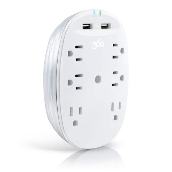 360 Electrical Studio 2.4 6-Outlet Surge Tap w/2.4A 2-Port USB 360303-6ES-C1 - The Home Depot