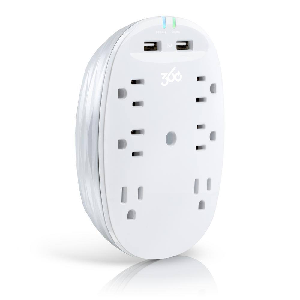 360 Electrical Studio 2.4 6-Outlet Surge Tap w/2.4A 2-Port USB 360303 ...