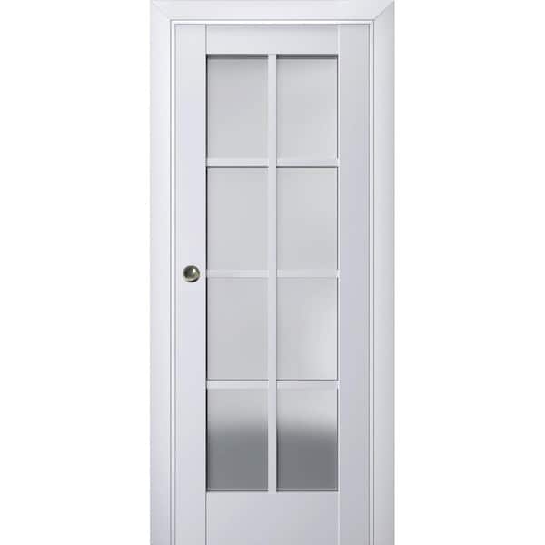 Sartodoors 28 in. x 80 in. 1 Panel White Finished Solid Wood Sliding ...