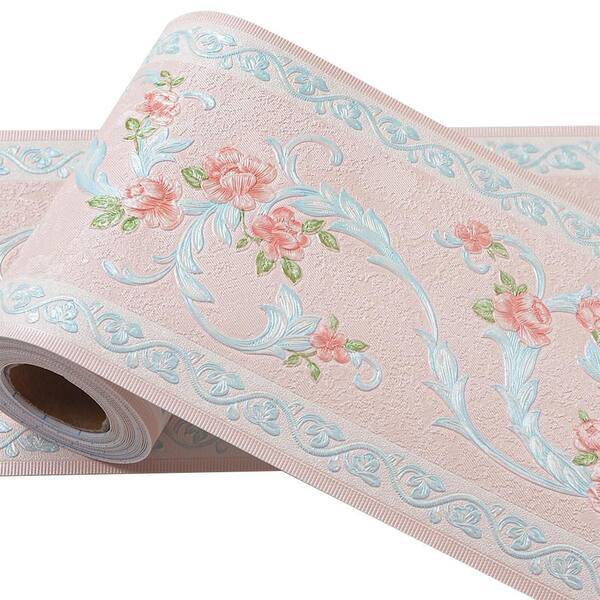 TUKTUK Vintage Multi-colored Peel & Stick Wallpaper Borders Pink and ...