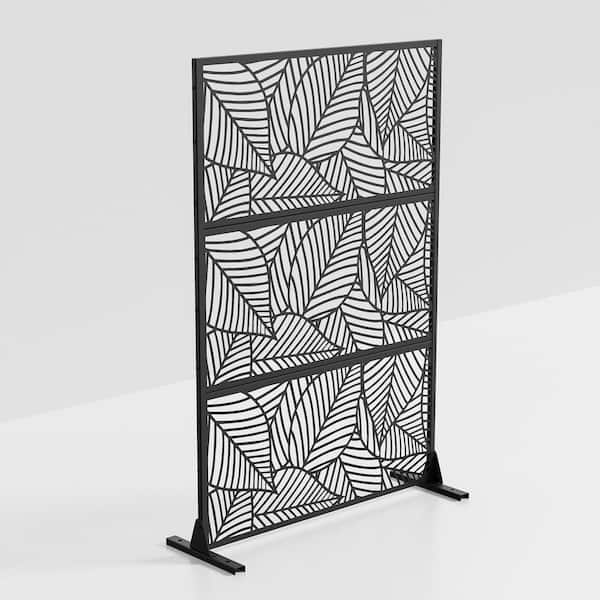 Lumioca 46.8 in. W x 71.37 in. H Leaf Shaped Black Galvanized Sheet ...