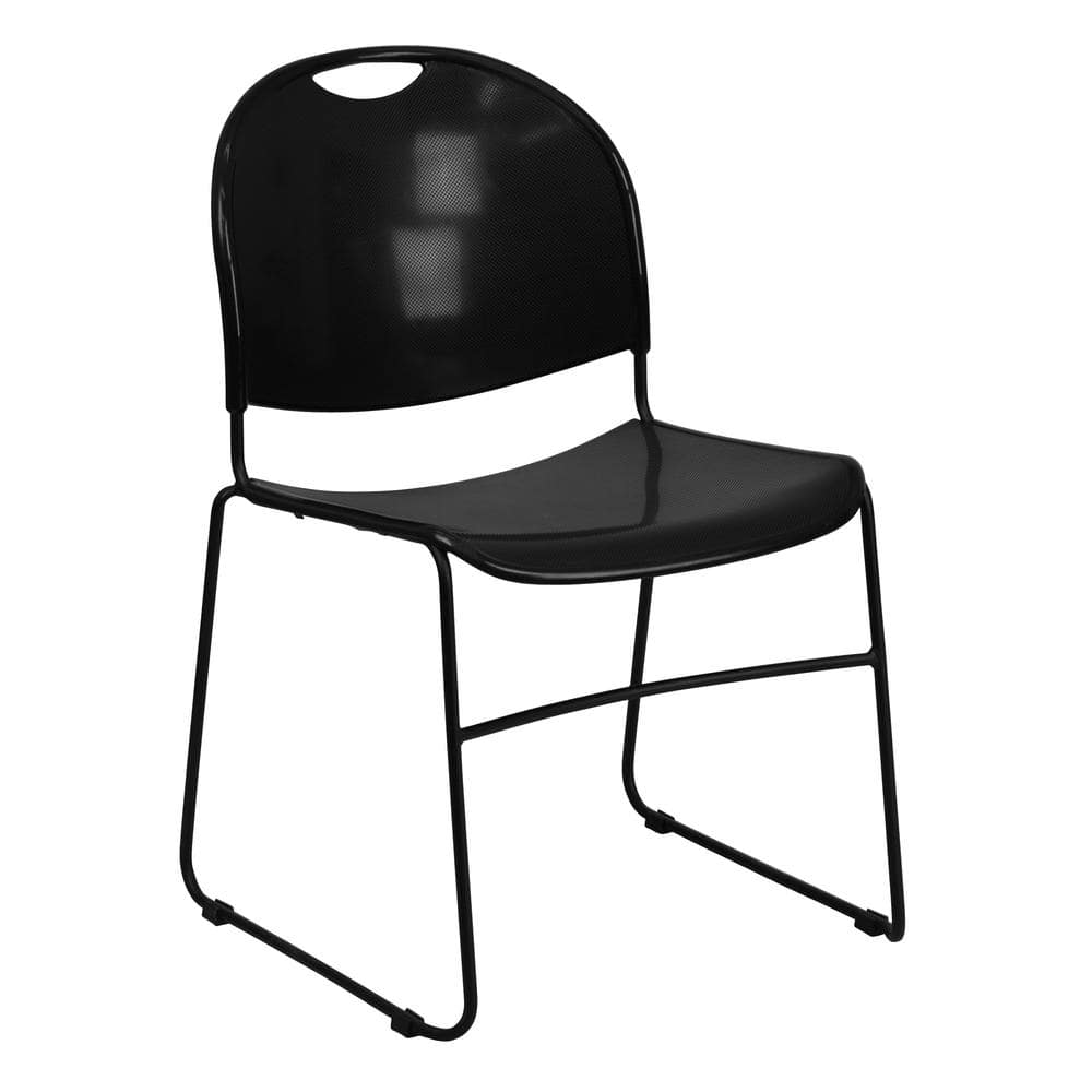 Carnegy Avenue Plastic Stackable Side Chair in Black CGA-RUT-0979-BL-HD ...
