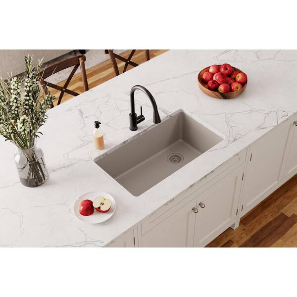 Elkay Quartz Classic Greige Quartz 33 in. Single Bowl Undermount ...
