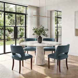 Uixe Modern Light Gray Chenille Upholstered Open Back Dining Chair with ...