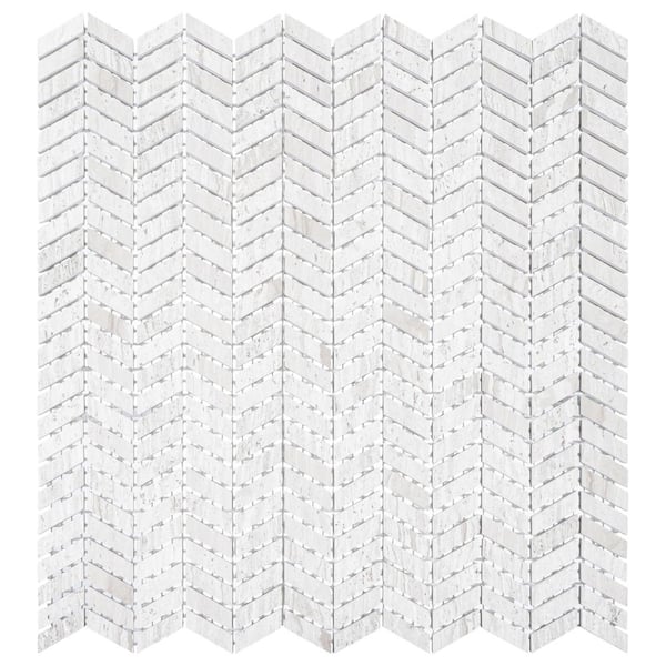 ANDOVA Rhythm Reggae 5/16 in. x 1 in. Herringbone Pattern Matte Marble ...