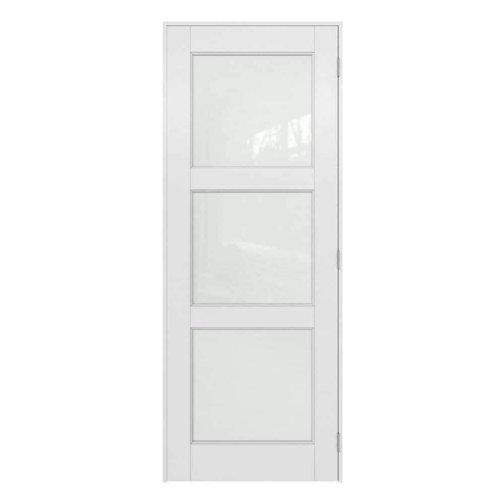 ARK DESIGN Assembly Required 32 in. x 80 in. 3-Lite Frosted Glass Left ...