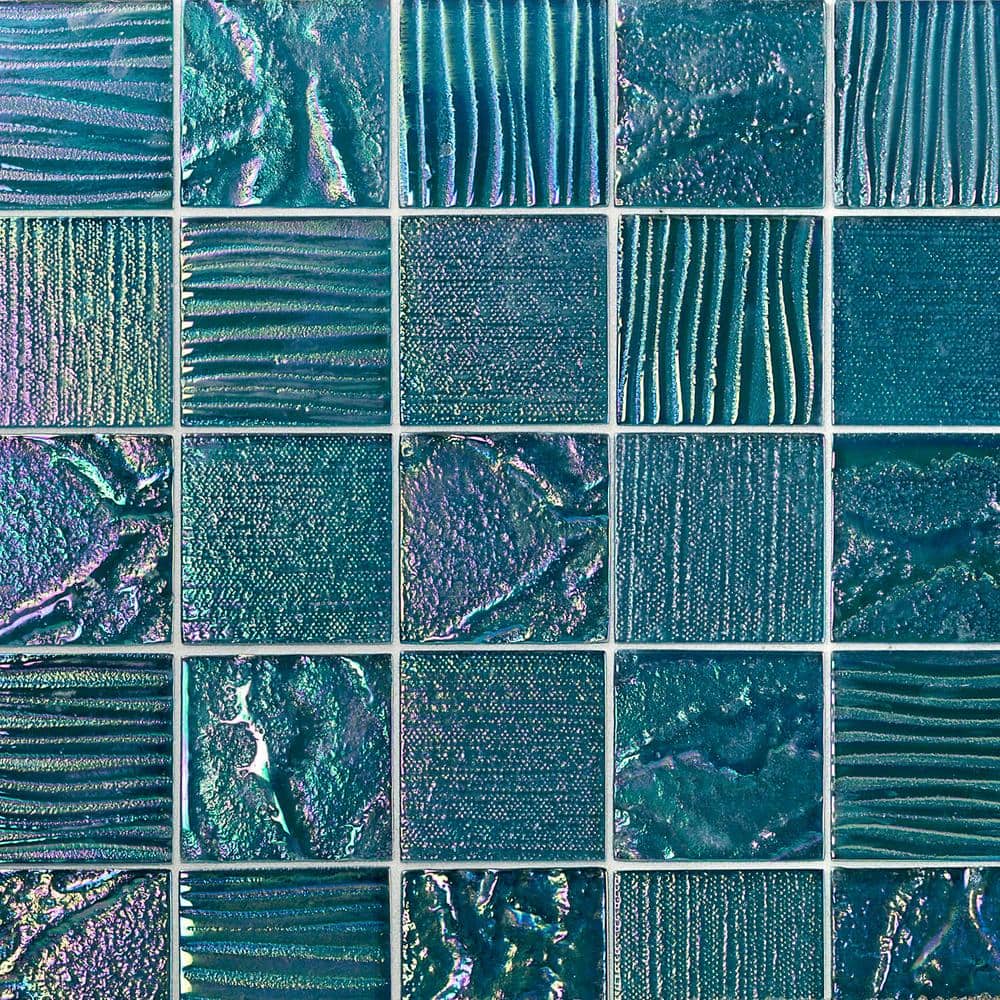 Ivy Hill Tile Marina Iridescent Aqua Squares 12 in. x 12 in. 8 mm ...