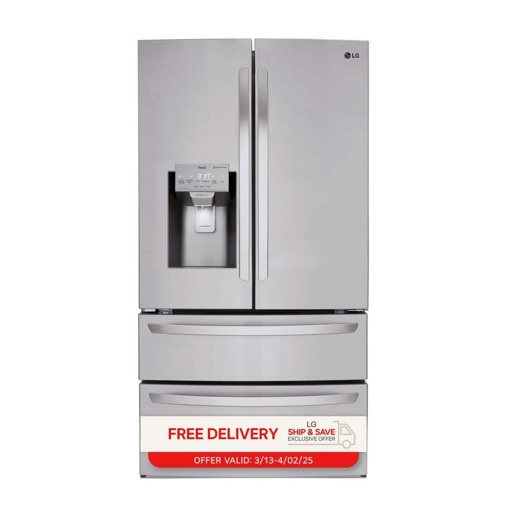 LG 28 cu. ft. 4-Door French Door Smart Refrigerator with Ice and Water ...