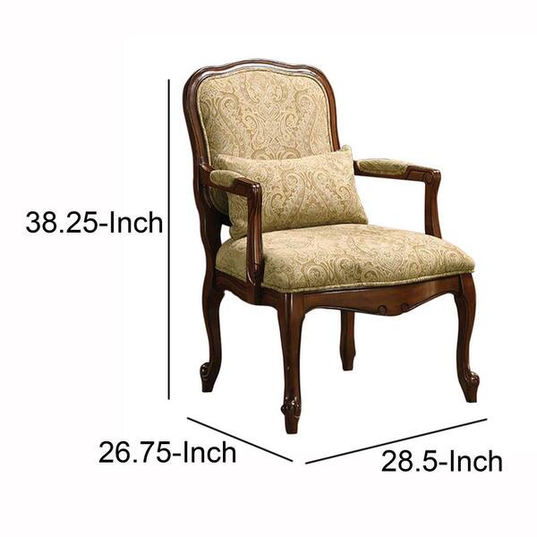 Benjara Waterville Traditional Brown and Beige with Pillow Accent Fabric Chair BM131919 The Home Depot