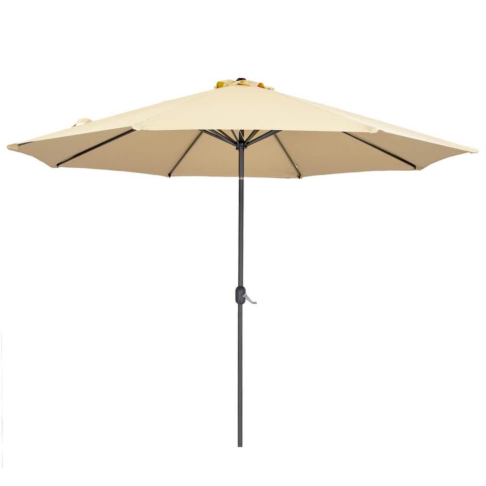 UPHA 11 ft.Steel Metal Market Crank and Tilt Patio Umbrella in Beige HD ...