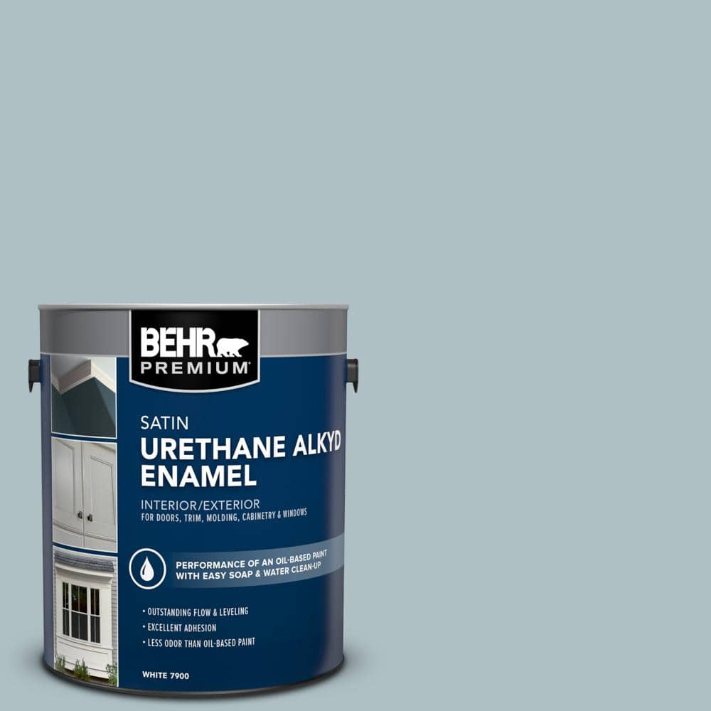 BEHR PREMIUM 1 gal. #PPU13-14 Ozone Urethane Alkyd Satin Enamel ...