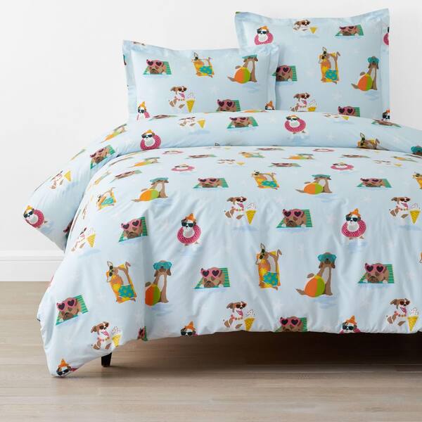 The Company Store Company Cotton Cool Dogs Light Blue Multi Full Cotton ...