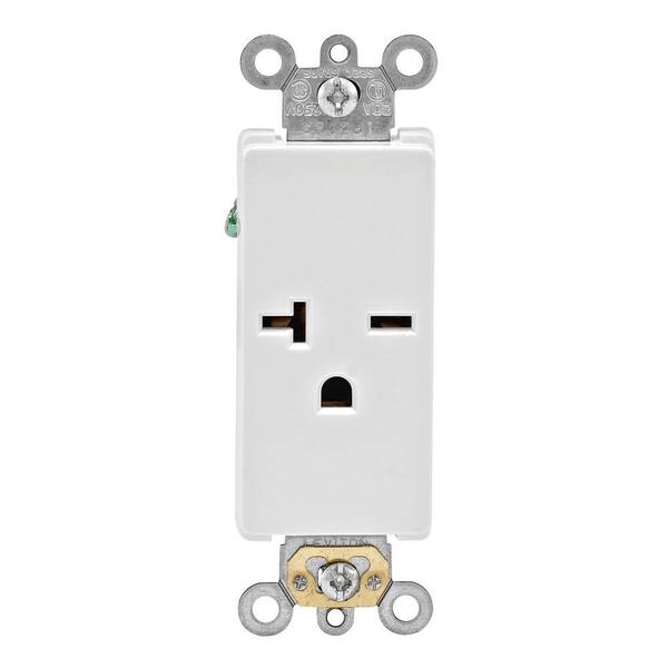 Leviton Decora 20 Amp 250 V Single Outlet/Receptacle, White (1-Pack ...