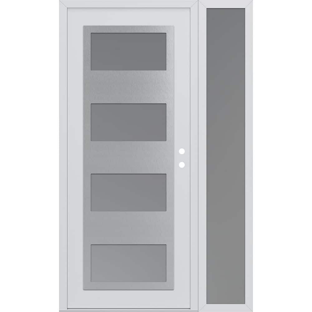 Tessari Doors C2 50 in. x 80 in. Silver P-Left-Hand/Inswing Frosted ...