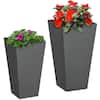 Outsunny Gray Outdoor Metal Planter Set, Flower Pots with Drainage ...