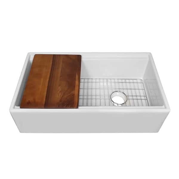 Karran Fireclay 33 in. Farmhouse/Apron-Front Double Bowl White Gloss ...