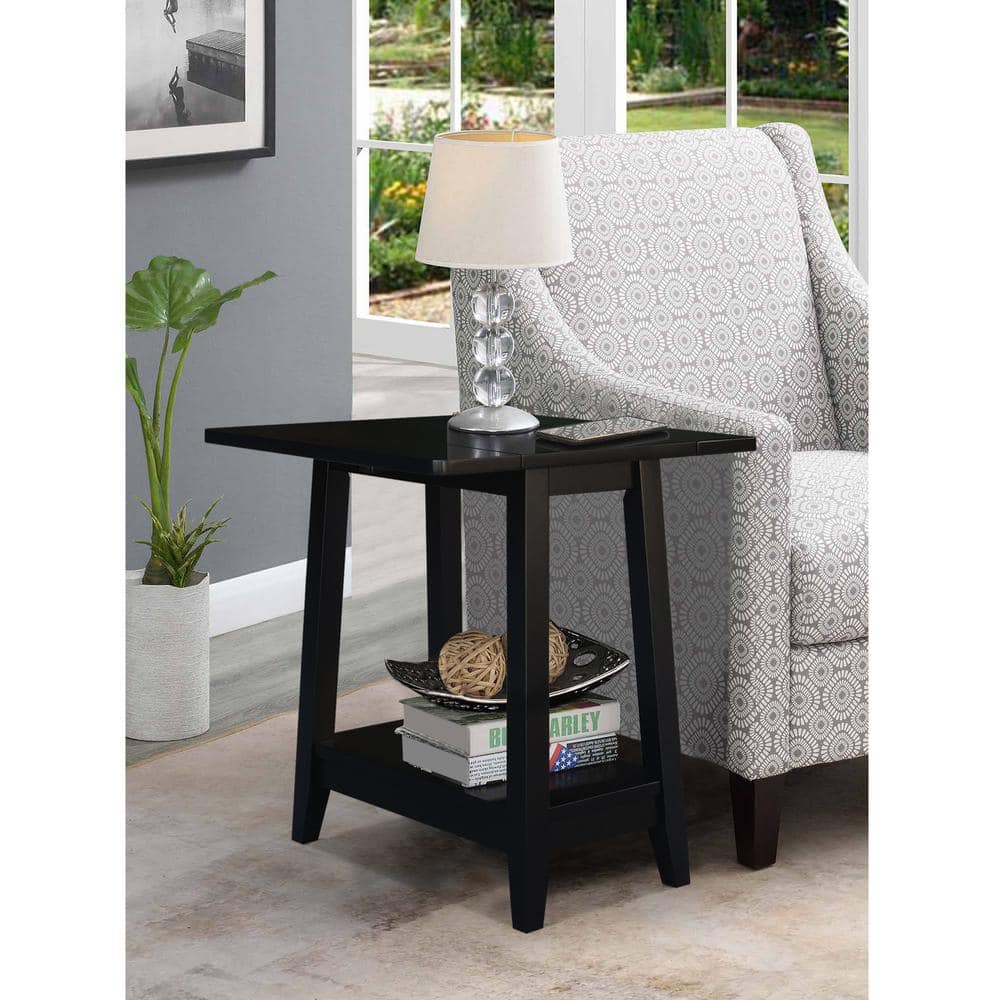 International Concepts 22 in. Black Square Dropleaf Side Table OT46 ...