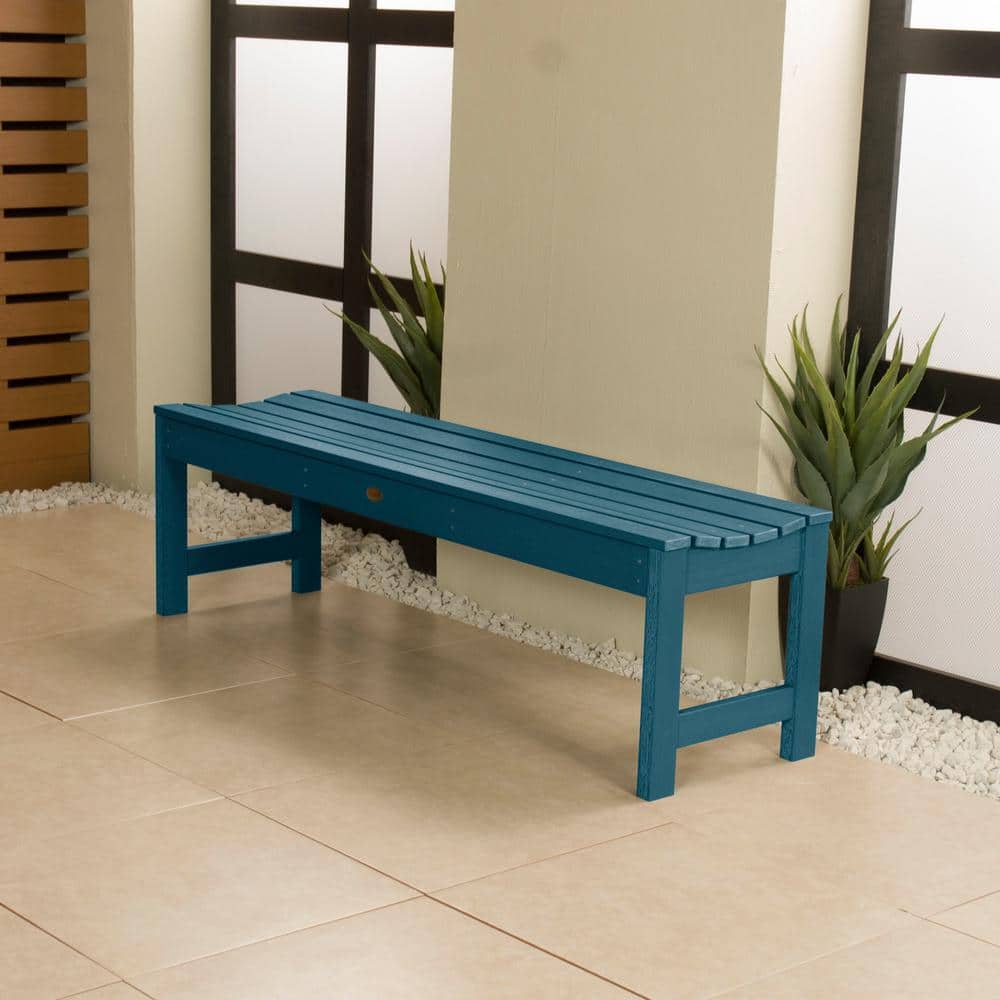 Highwood Lehigh 5 ft. 2-Person Nantucket Blue Recycled Plastic Outdoor ...