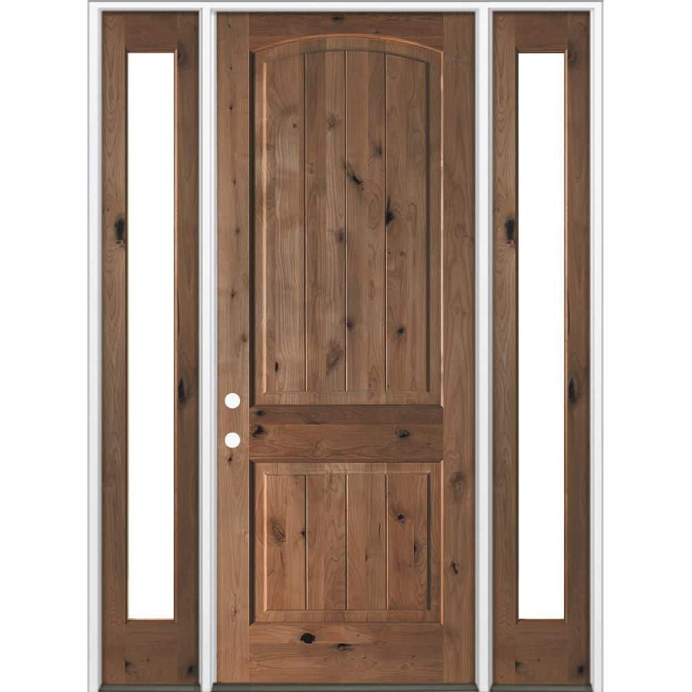 Krosswood Doors 58 in. x 96 in. Knotty Alder Arch Top Right-Hand ...