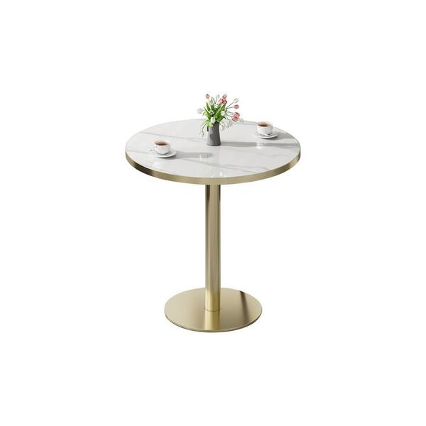 Zeus & Ruta Modern Light Slate Grey Round Sintered Stone Metal 32.7 in ...