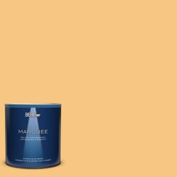 BEHR MARQUEE 1 qt. #PPU6-07 Jackfruit Satin Enamel Interior Paint ...
