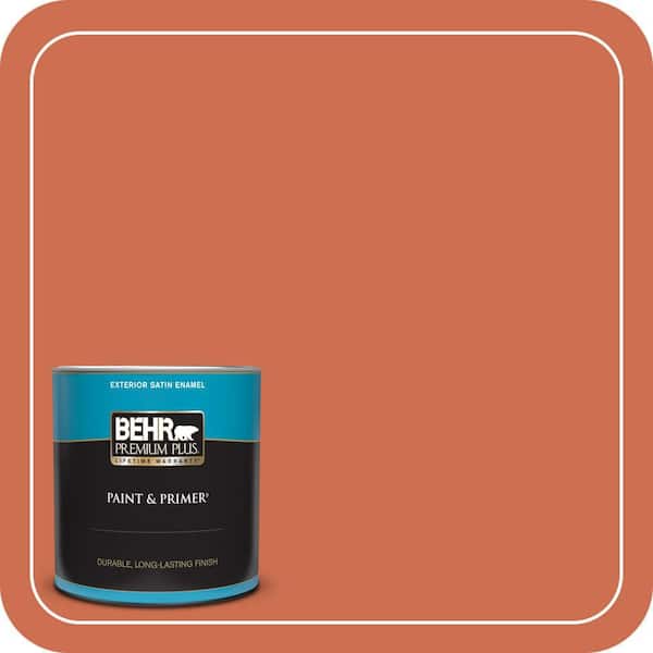BEHR PREMIUM PLUS 1 qt. #M180-6 Tiki Torch Satin Enamel Exterior Paint ...